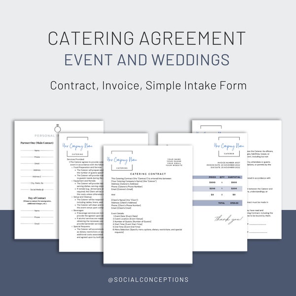 Catering Service Contract Template - Etsy