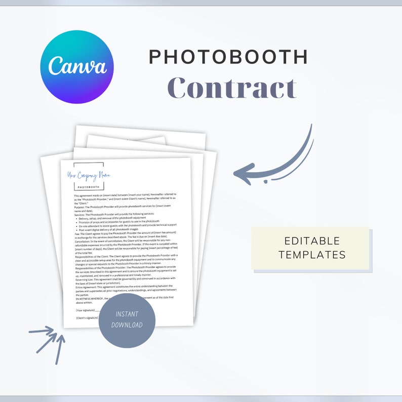 Photobooth Contract Template Photo Booth 360 Invoice Canva Template ...