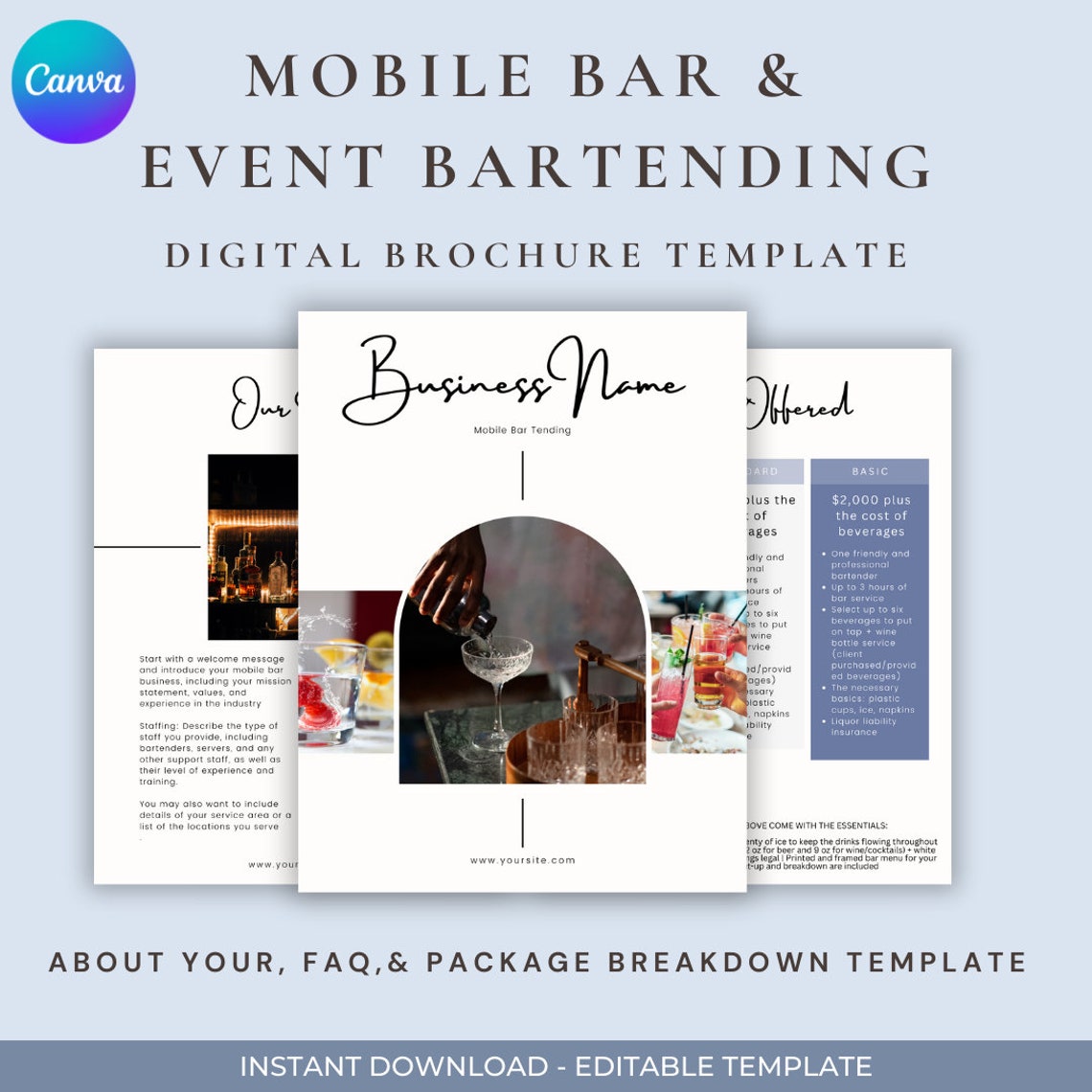 Mobile Bar Business Templates, Canva Website Design, Example Business ...