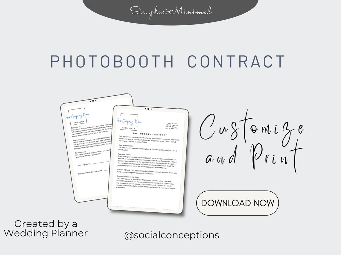 Photobooth Contract Template Photo Booth 360 Invoice Canva Template ...