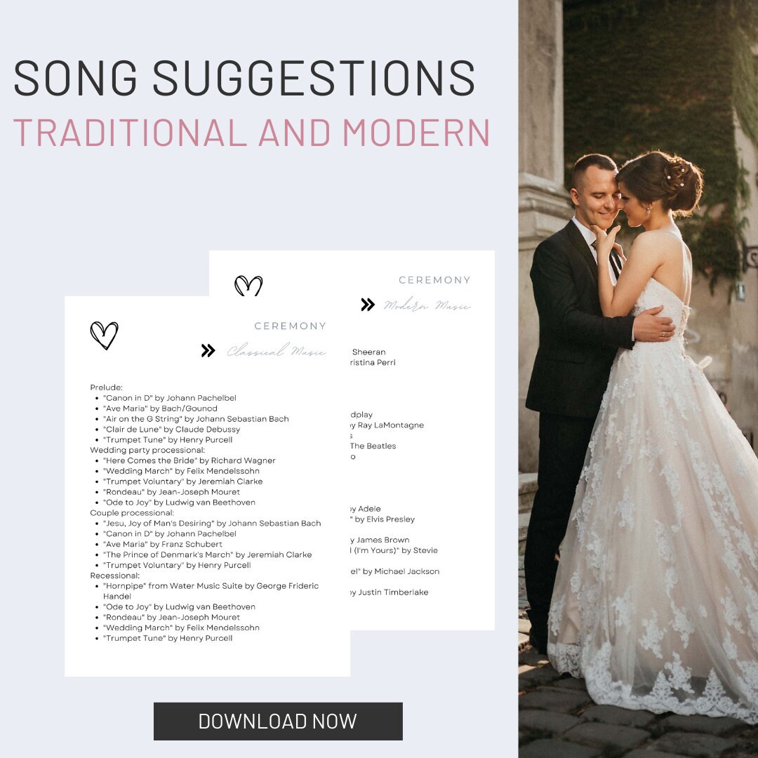 DJ Wedding Music Planner, Music Selection Worksheet for Ceremony and ...