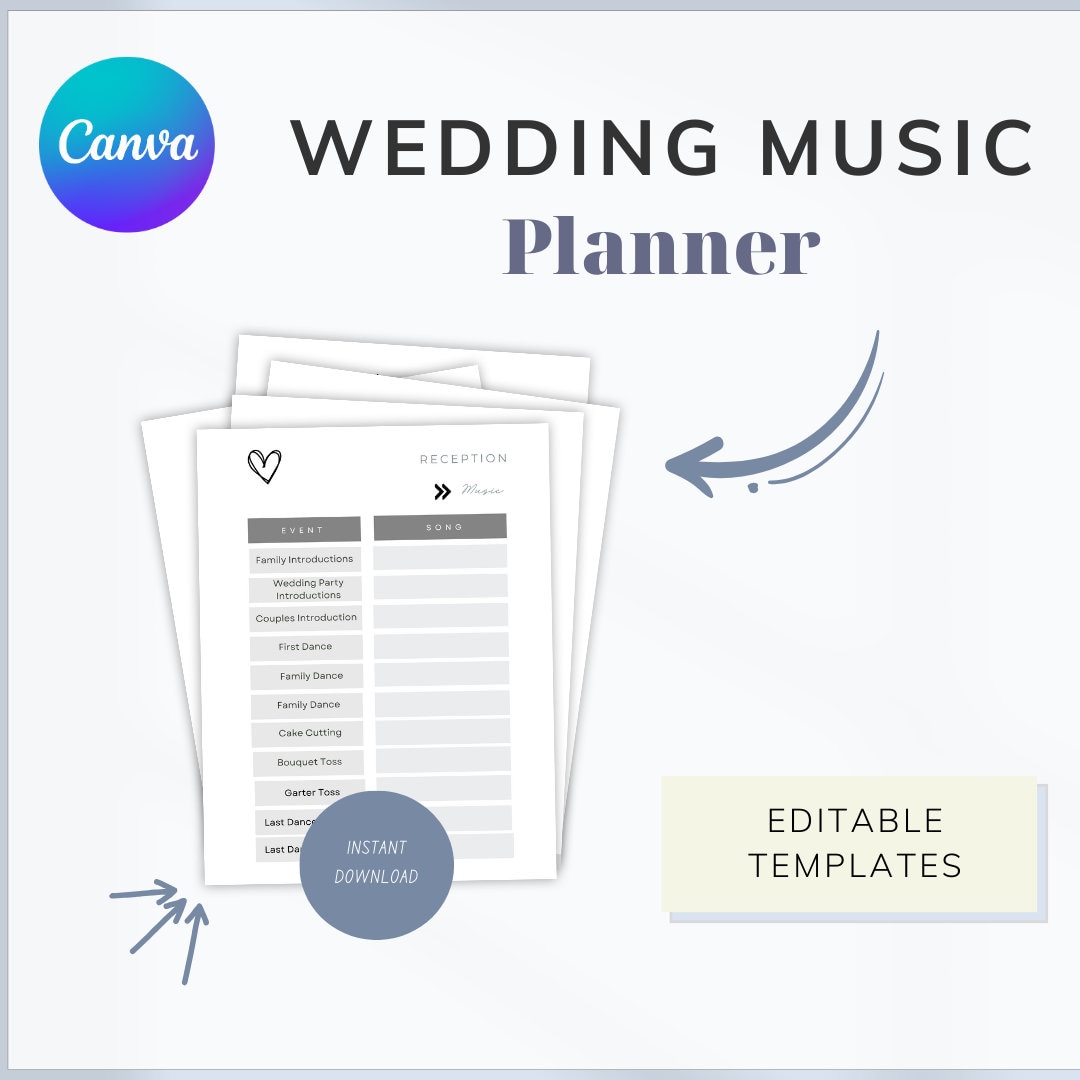 DJ Wedding Music Planner, Music Selection Worksheet for Ceremony and ...
