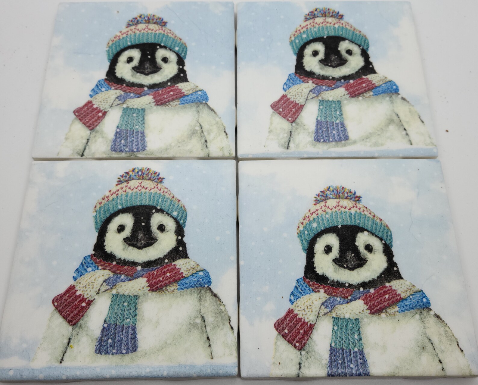 Christmas Penguin Snow Penguin Tile Coasters Christmas Gift Ceramic ...