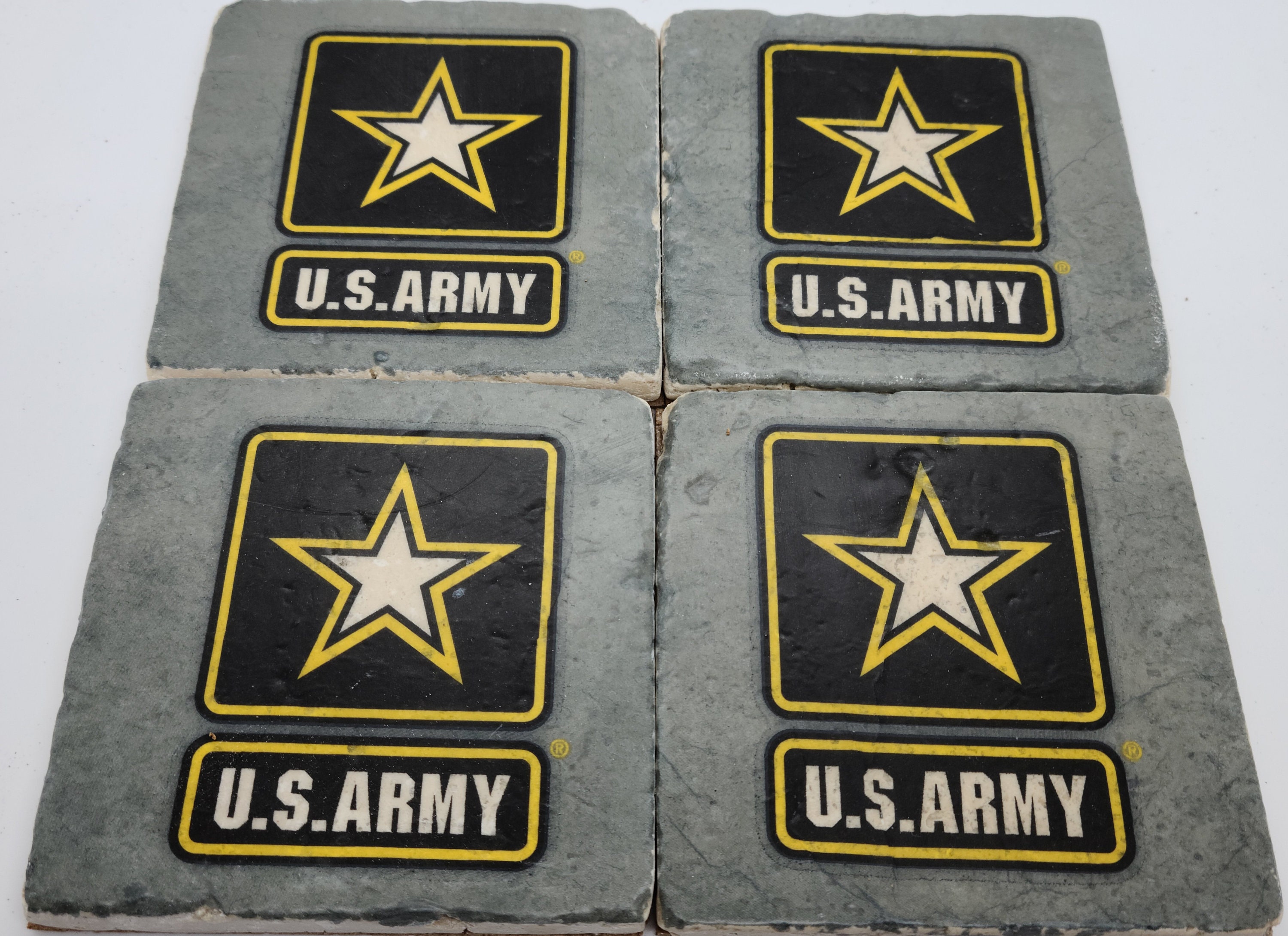 Army Coasters US Army Military Coasters Christmas Gift Travertine Stone ...