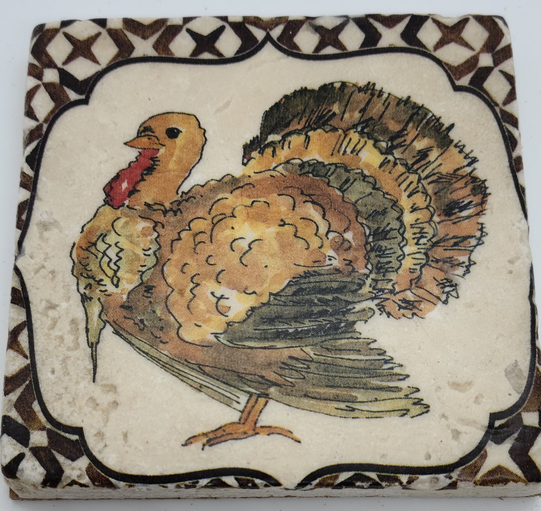 Turkey Coasters Thanksgiving Stone Coasters Christmas Gift Travertine ...