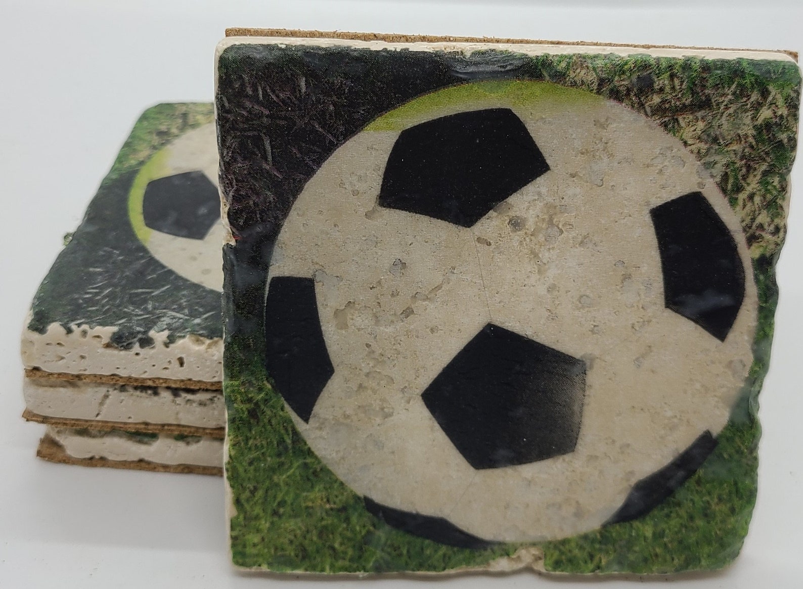 Soccer Stone Coasters Soccer Ball Coasters Stone Coasters Travertine ...