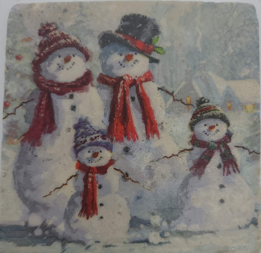 Snowman Family Stone Coasters Snowman Coasters Stone Coasters Christmas ...