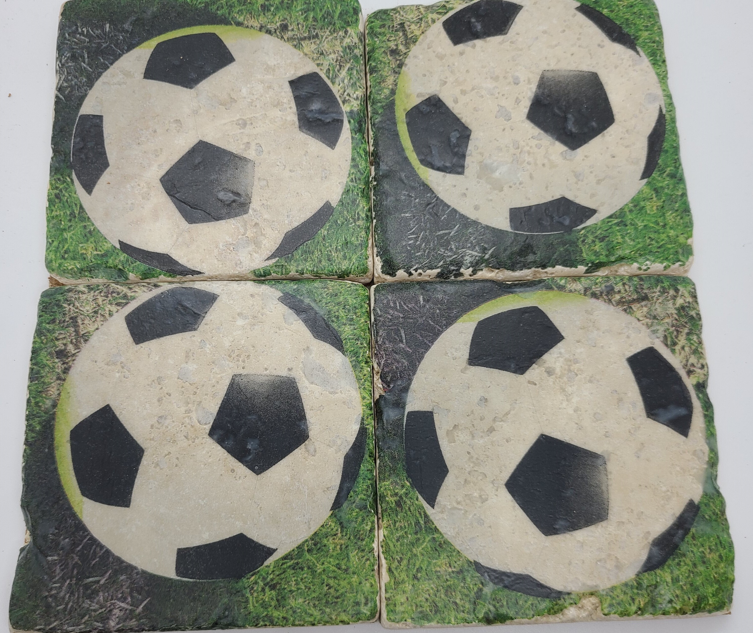 Soccer Stone Coasters Soccer Ball Coasters Stone Coasters - Etsy España