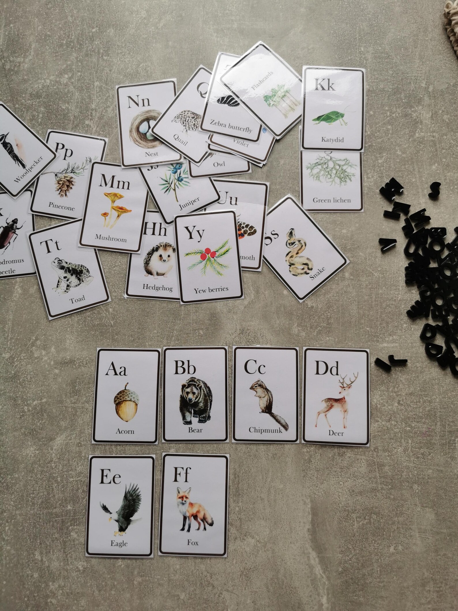 Forest Alphabet Flashcards for Kids | Printable PDF With Forest Animals ...