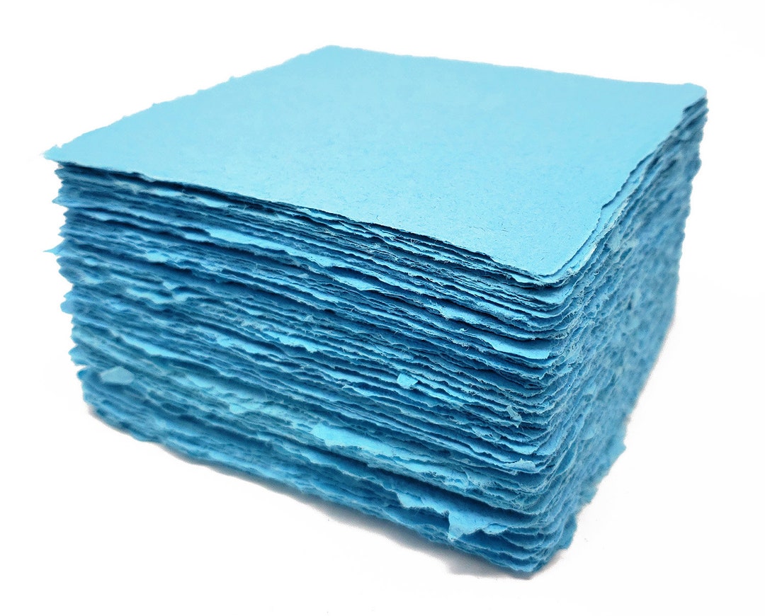 Bright Sky Blue 4x4 Handmade Papers, Recycled, Deckle Edge - Etsy