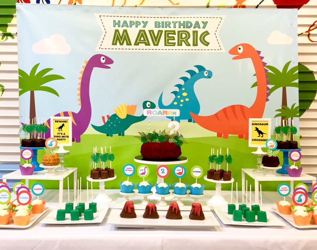 Modern Dinosaur Themed Party Backdrop - .JPEG File Only - YOU PRINT - Etsy
