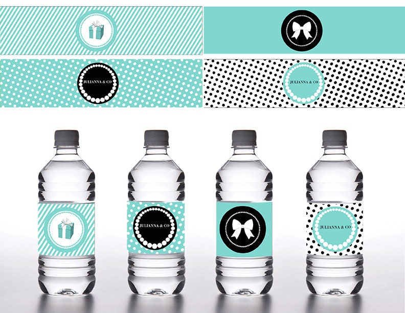 Breakfast at Tiffany's Water Bottle Label- PERSONALIZED - .jpeg & .pdf ...