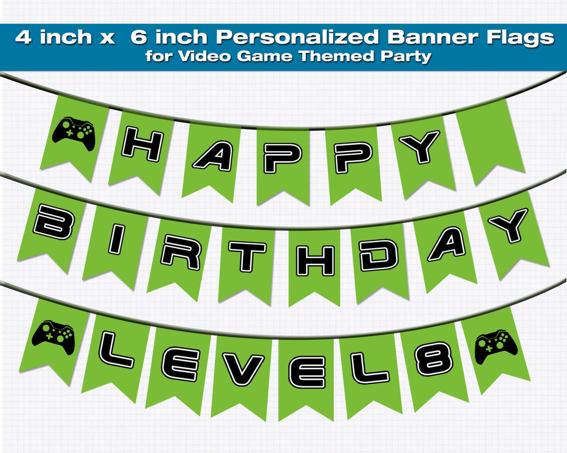 Personalized Banner Flags for Video Game Themed Party PDF - Etsy