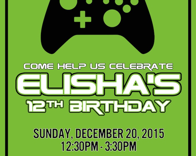 5 X 7 Inch Birthday Invitation Personalized Xbox Themed - Etsy