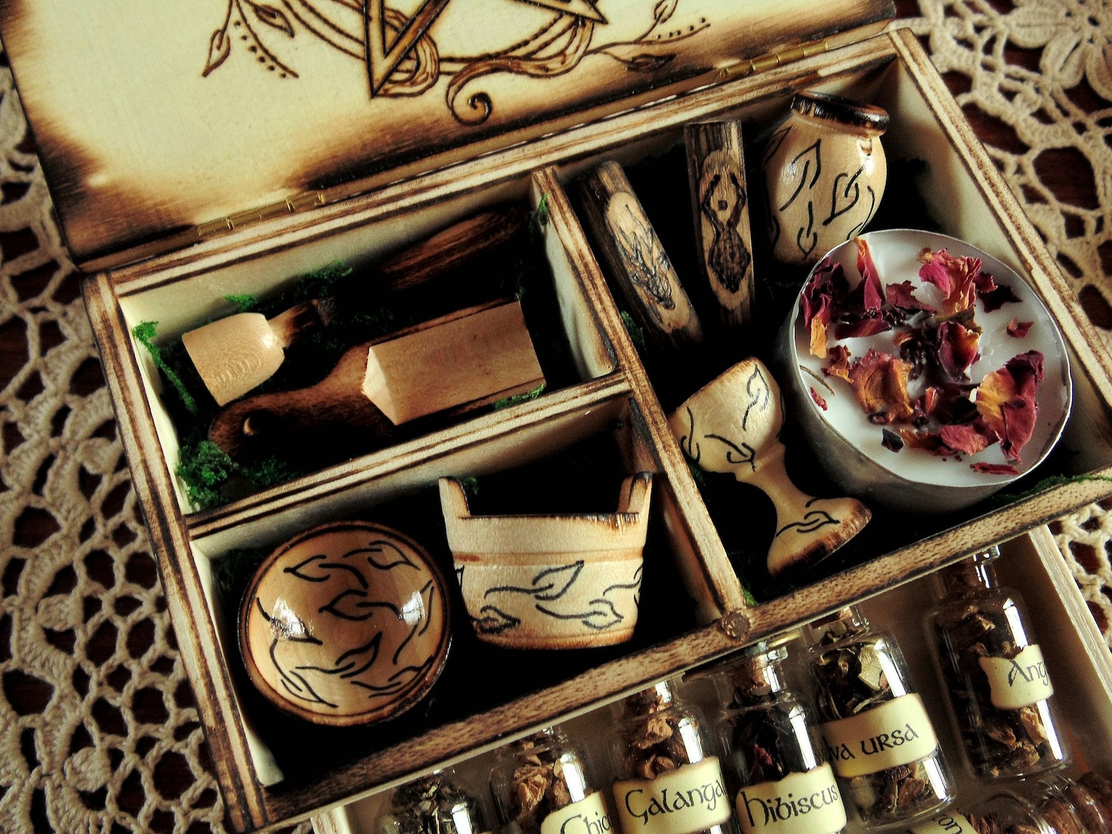 WICCA WITCH SET with magical instruments and herbs totally | Etsy