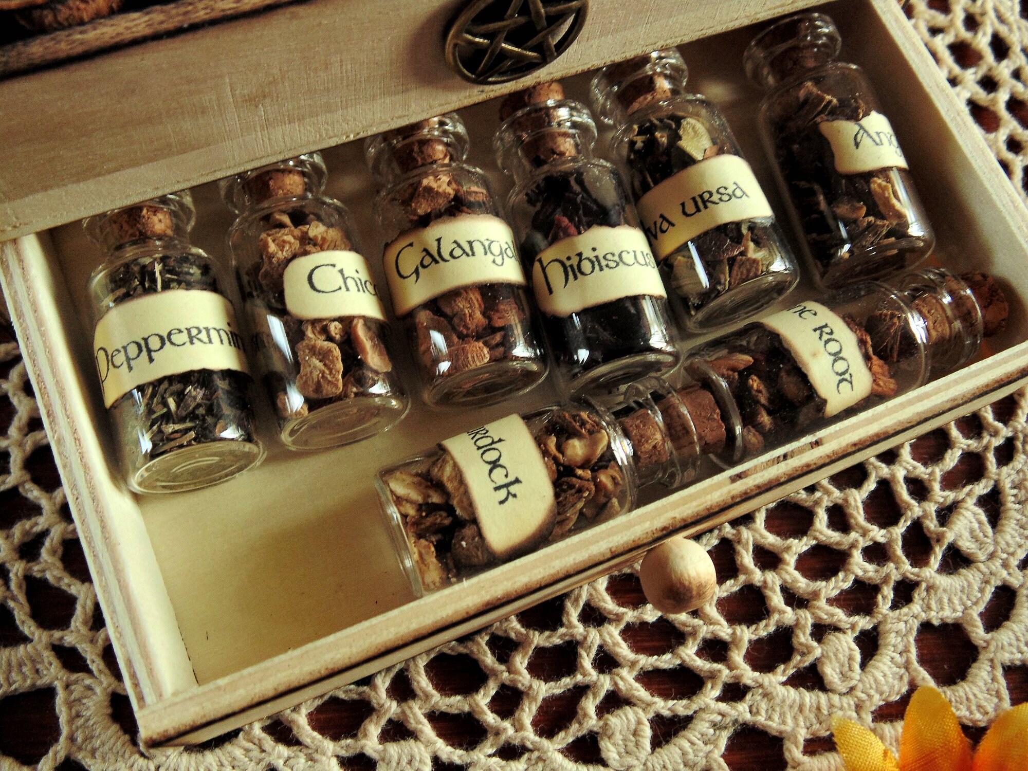 WICCA WITCH SET with magical instruments and herbs totally | Etsy