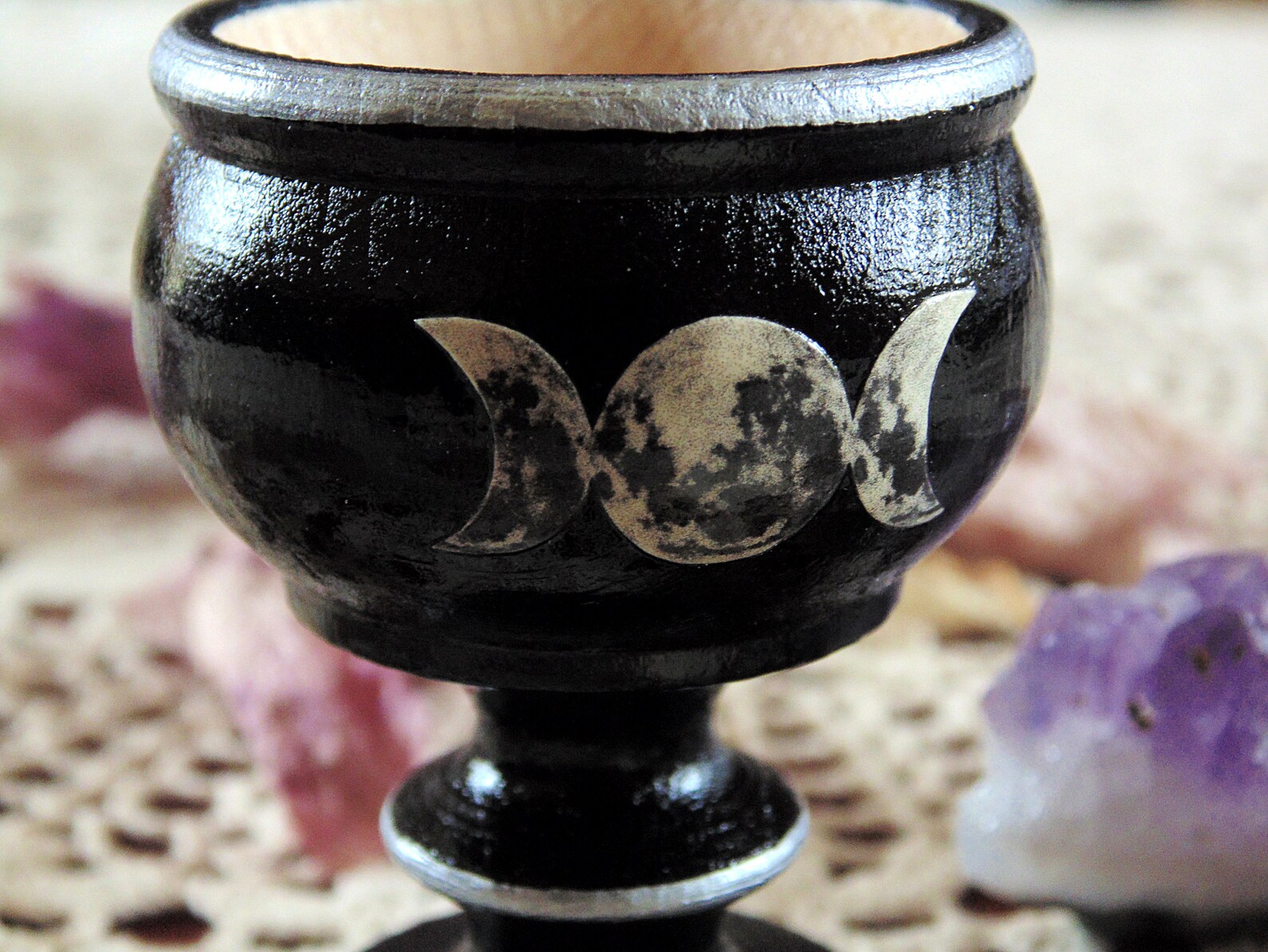Triple Moon Cup Chalice Made With Wood 6 Cm Height Wicca | Etsy