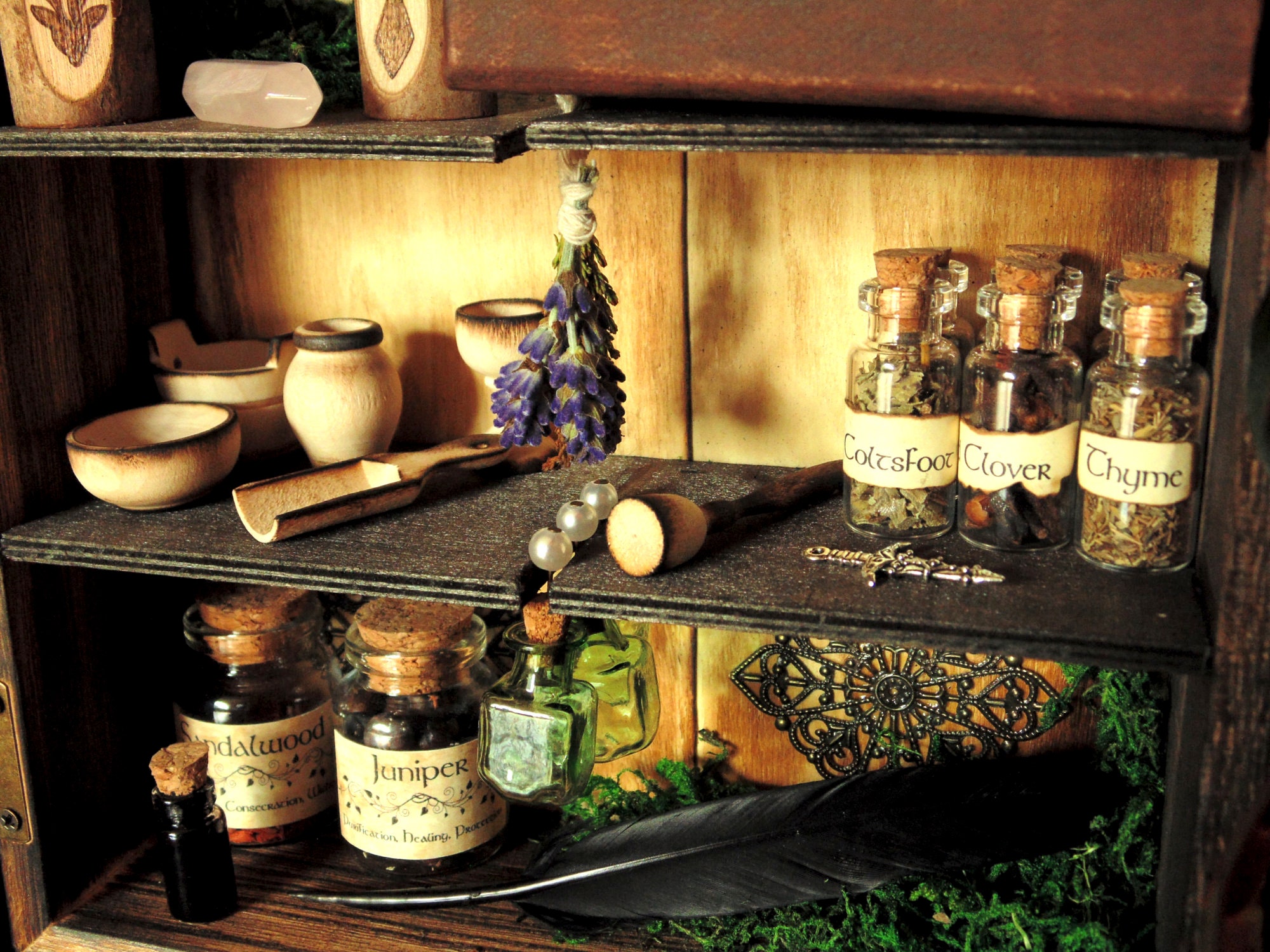 Witch Wicca Cabinet Altar Set Started Kit Witch Magic Tools Pagan Book ...