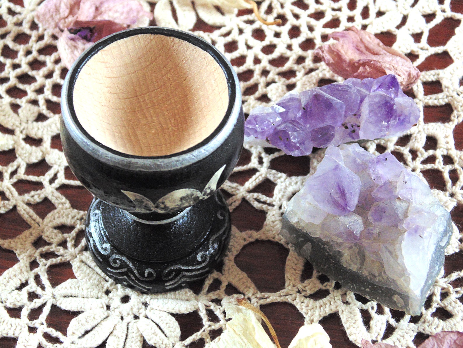 Triple Moon Cup Chalice Made With Wood 6 Cm Height Wicca | Etsy