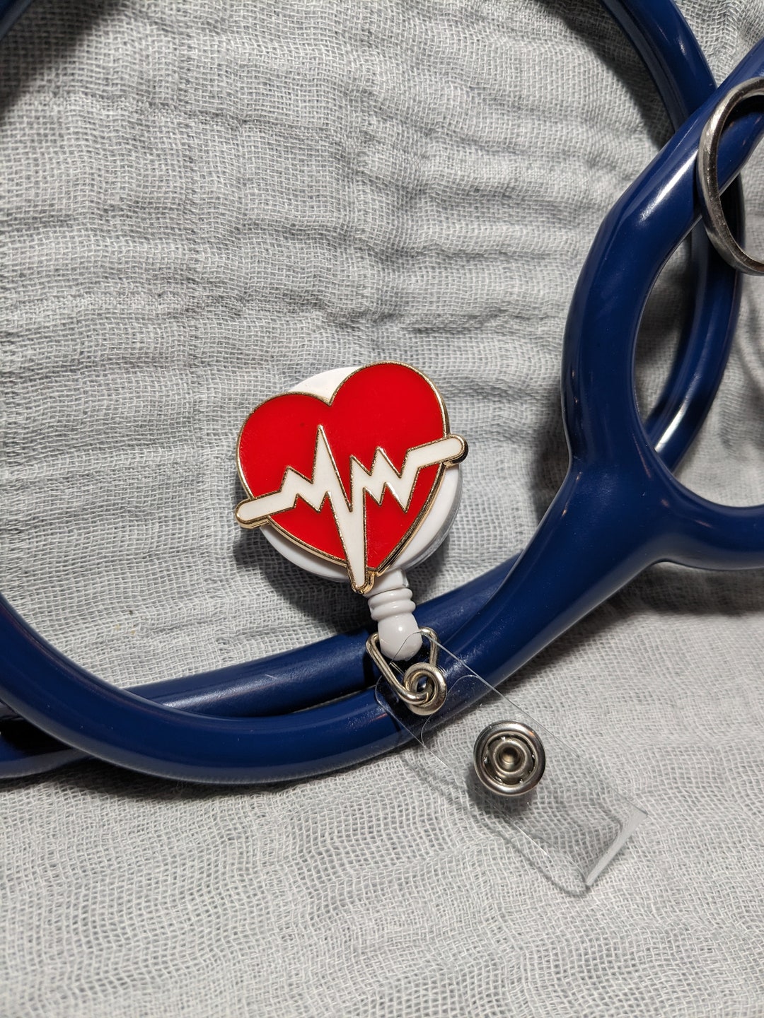 Heart Badge Reel - EKG Cardiac Badge Reel Alligator Clip - Etsy