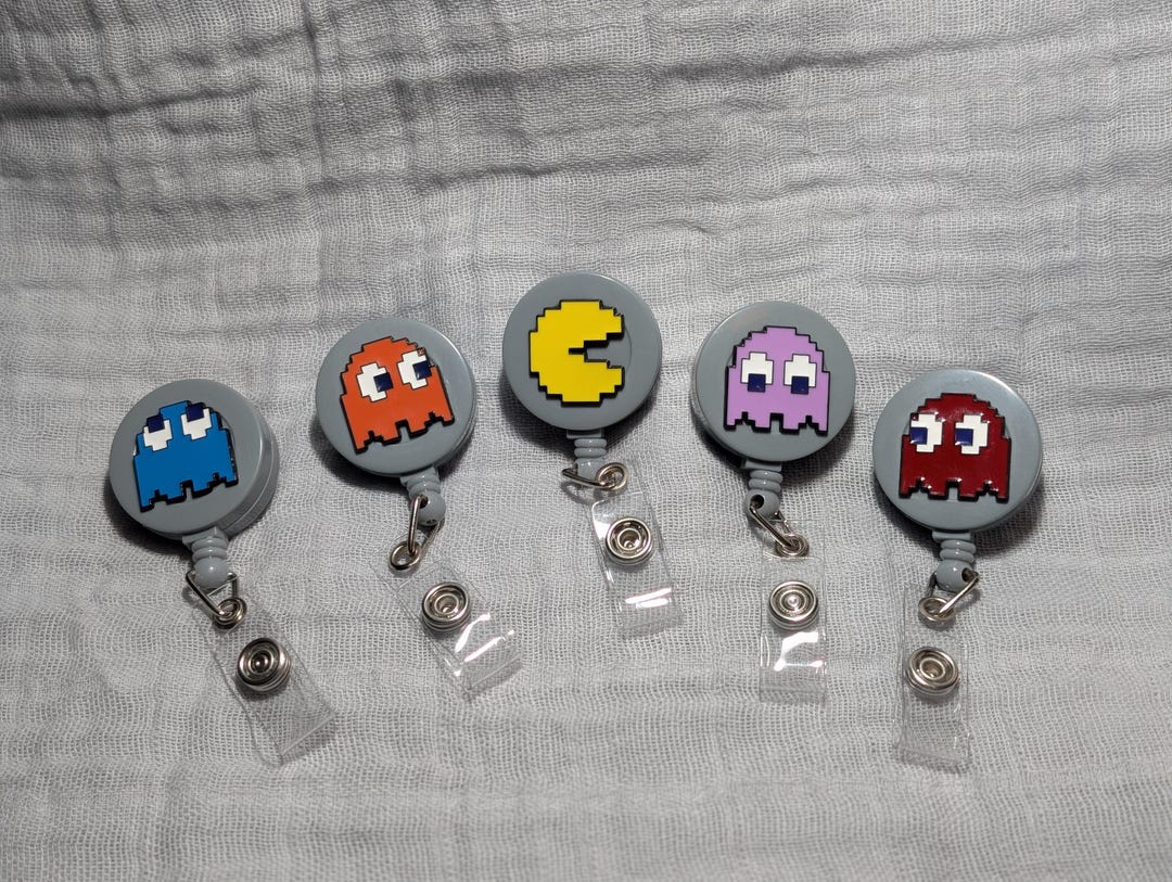 Work Besties Badge Reels - Pacman Set of 5 Reels Alligator Clip - Etsy