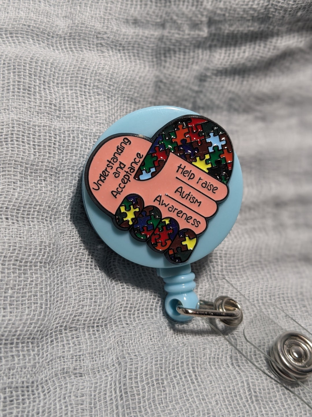 Autism Badge Reel - Puzzle Pieces Badge Reel Alligator Clip - Etsy