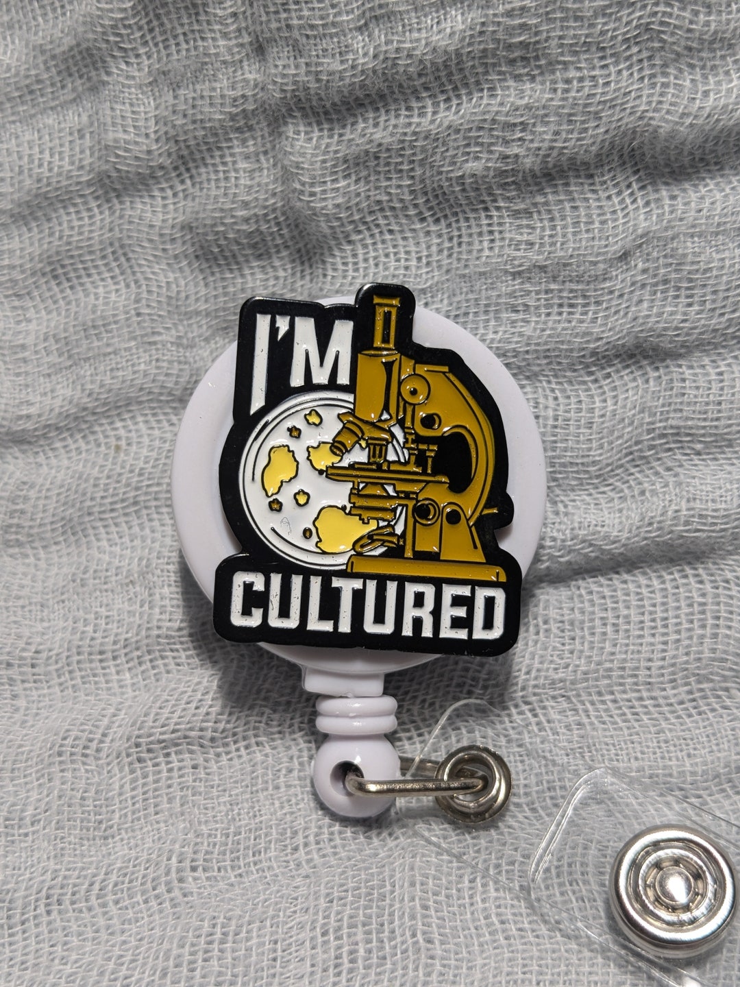 Lab Badge Reel - Microscope I'm Cultured Badge Reel Alligator Clip - Etsy