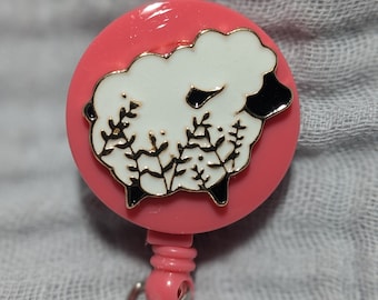 Sheep Badge Reel, Pediatric Nurse Teacher, Farm Animal Fabric, ID Name ...