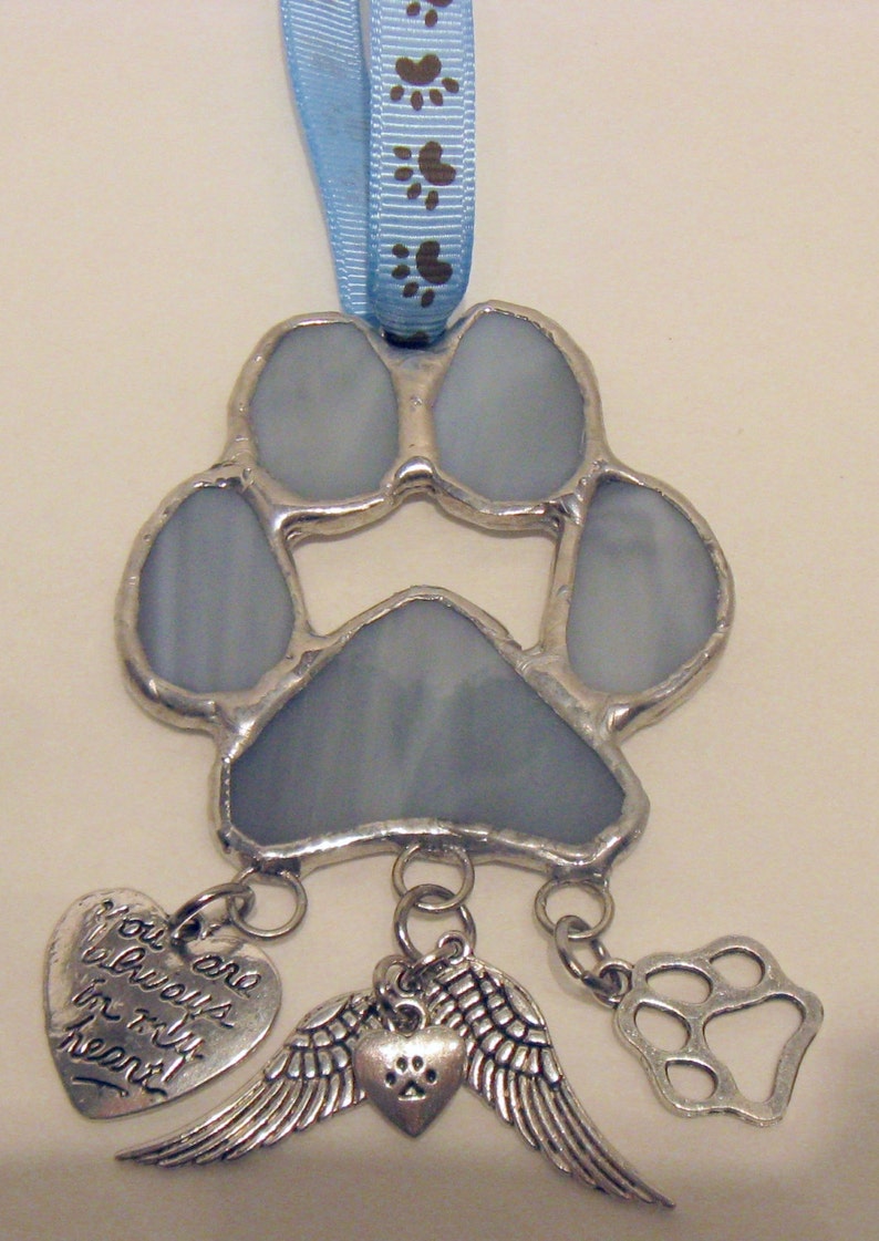 Memorial Pawprint Sympathy Pet Loss-memorial Stained Glass - Etsy