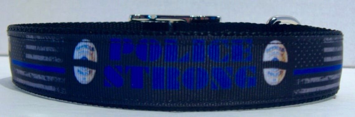 POLICE STRONG Ribbon Dog Collars Back the Blue Police Strong - Etsy