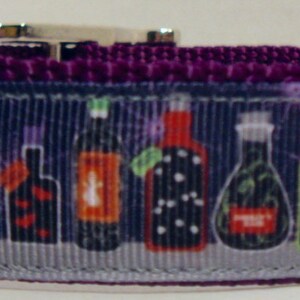 Halloween Magic Potions Ribbon Dog Collar-devil's Night Libations Dog ...