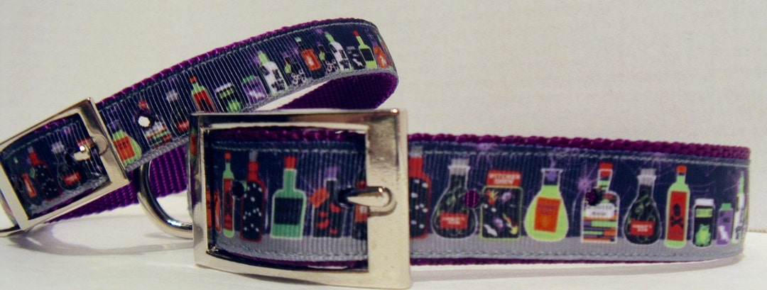 Halloween Magic Potions Ribbon Dog Collar-devil's Night Libations Dog ...