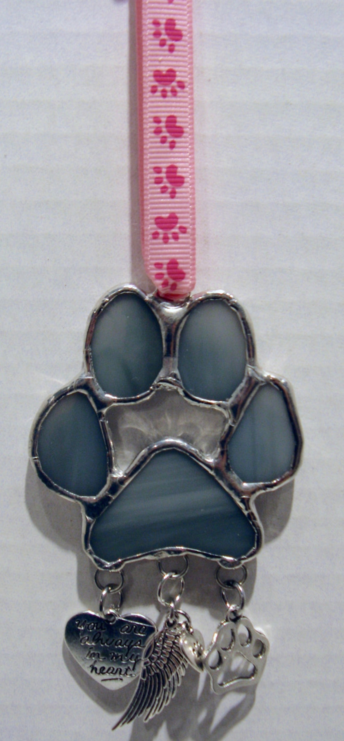 Memorial Pawprint Sympathy Pet Loss-memorial Stained Glass - Etsy