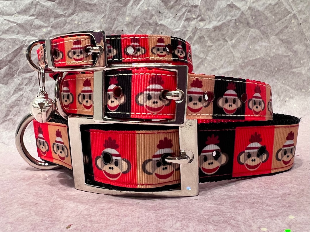 Sock Monkey Dog Collar, Sock Monkey Cat Breakaway Collar - Etsy