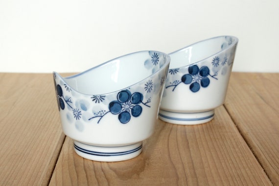 Set of 2 Pretty Blue Flower Cups | Etsy