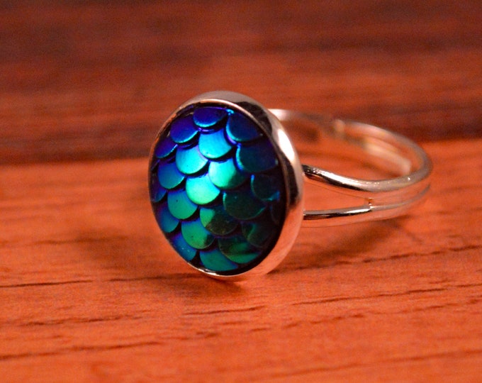 Mermaid Ring, Blue Mermaid Ring, Iridescent Ring, Trendy Ring, Summer ...