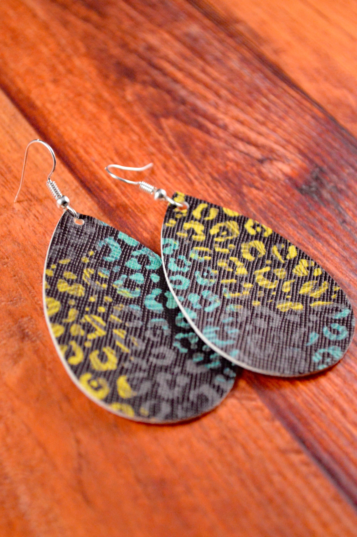 Animal Print Earrings, Leopard Print, Leopard Earrings, Blue Leopard ...