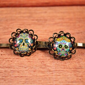 Skull Hair Pins, Sugar Skull Pins, Sugar Skull Pin, Sugar Skull Hair ...