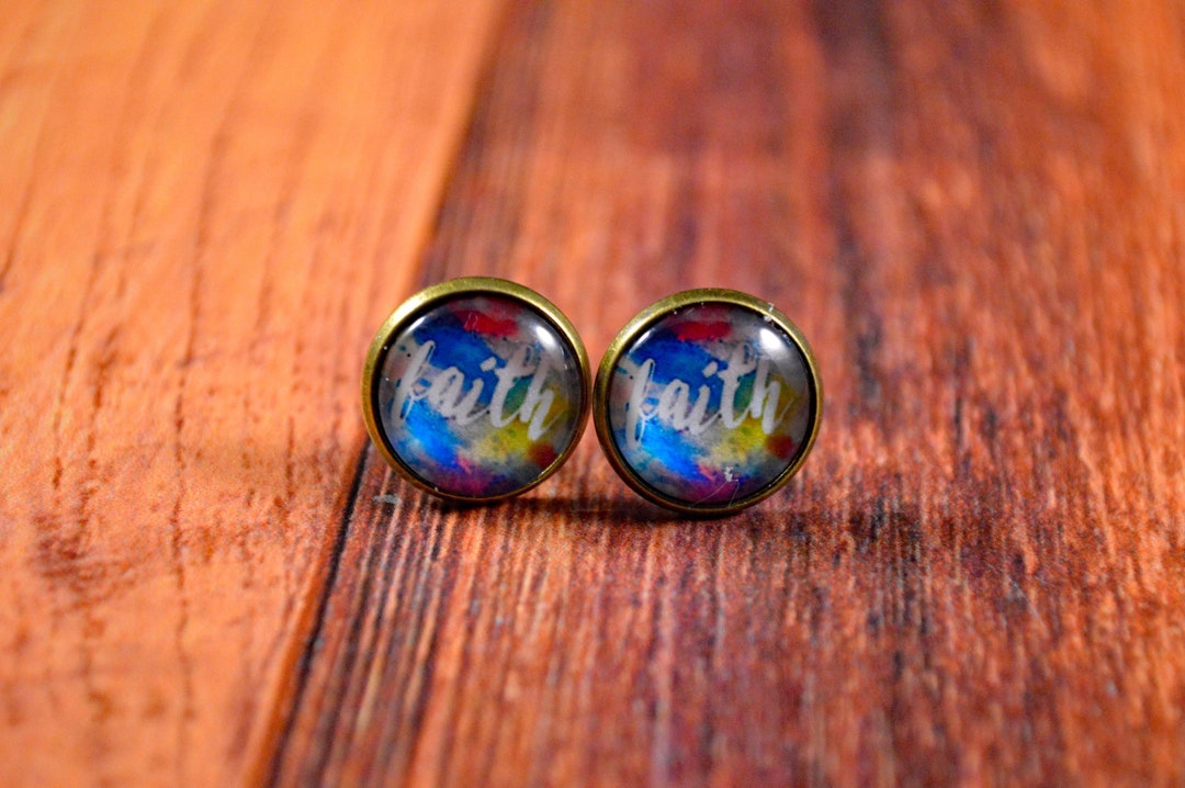 Faith Studs, Christian Earrings, Christian Studs, Blessed Earrings ...
