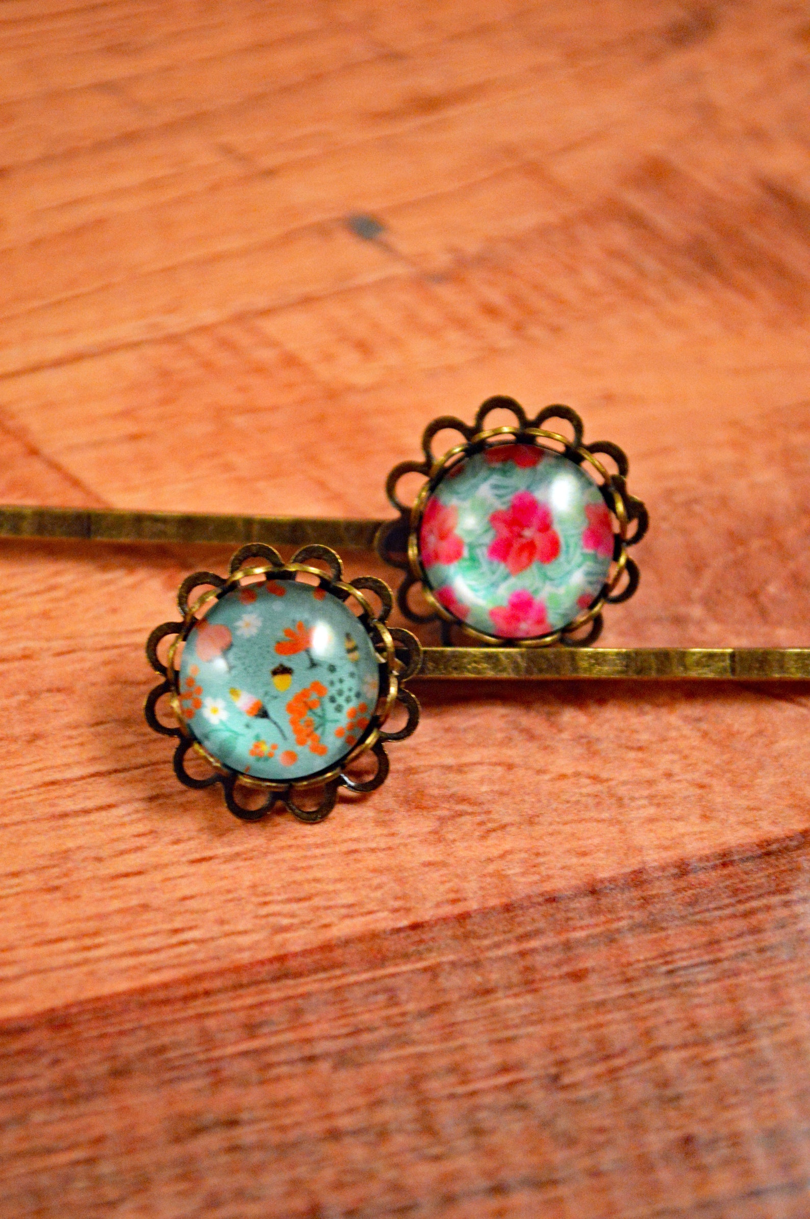 Botanical Pins, Floral Hair Pins, Flower Bobby Pin, Poppy Bobby Pin ...