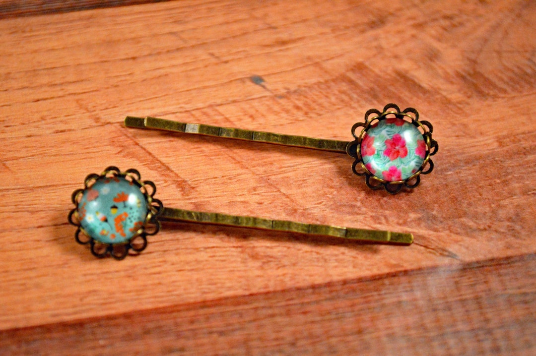 Botanical Pins, Floral Hair Pins, Flower Bobby Pin, Poppy Bobby Pin ...
