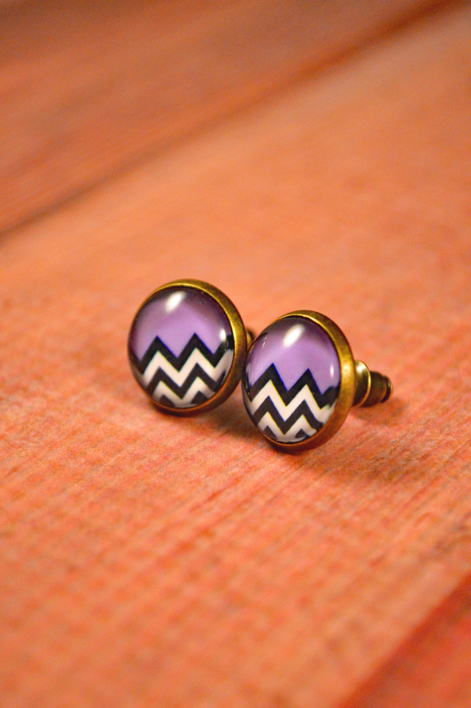 Chevron Studs, Chevron Earrings, Chevron Jewelry, Chevron Posts, Purple ...