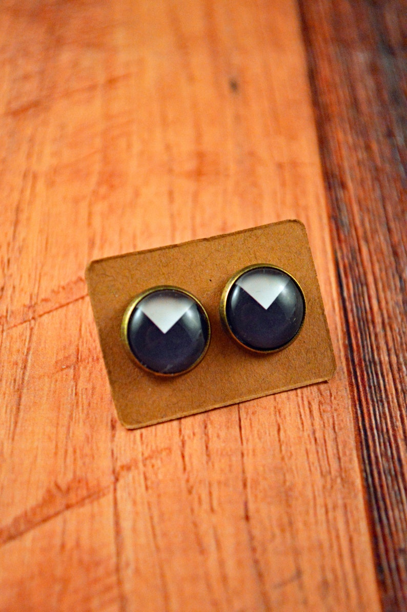 Simple Studs Round Black Studs Black Earrings Simple | Etsy