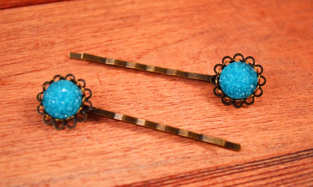 Blue Hair Pins, Blue Bobby Pins, Blue Wedding Pins, Crystal Hair Pins ...