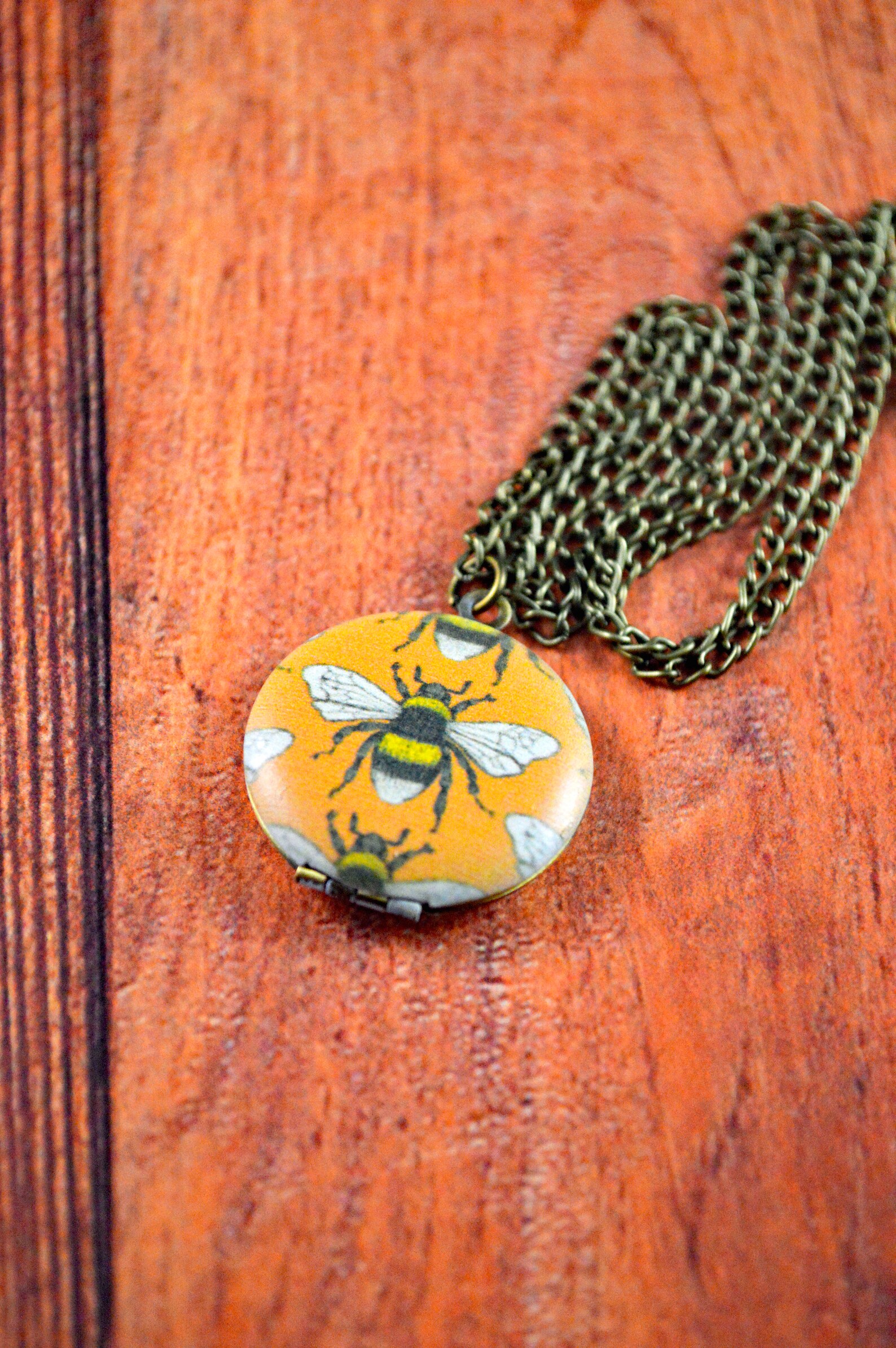 Bee Locket Bee Jewelry Gold Bee Locket Bug Locket Bug | Etsy
