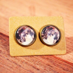 Full Moon Stud Earrings, Moon Earrings, Moon Studs, Moon Jewelry, Moon Studs, Moon Posts, Moon ...