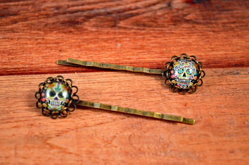 Skull Hair Pins, Sugar Skull Pins, Sugar Skull Pin, Sugar Skull Hair ...