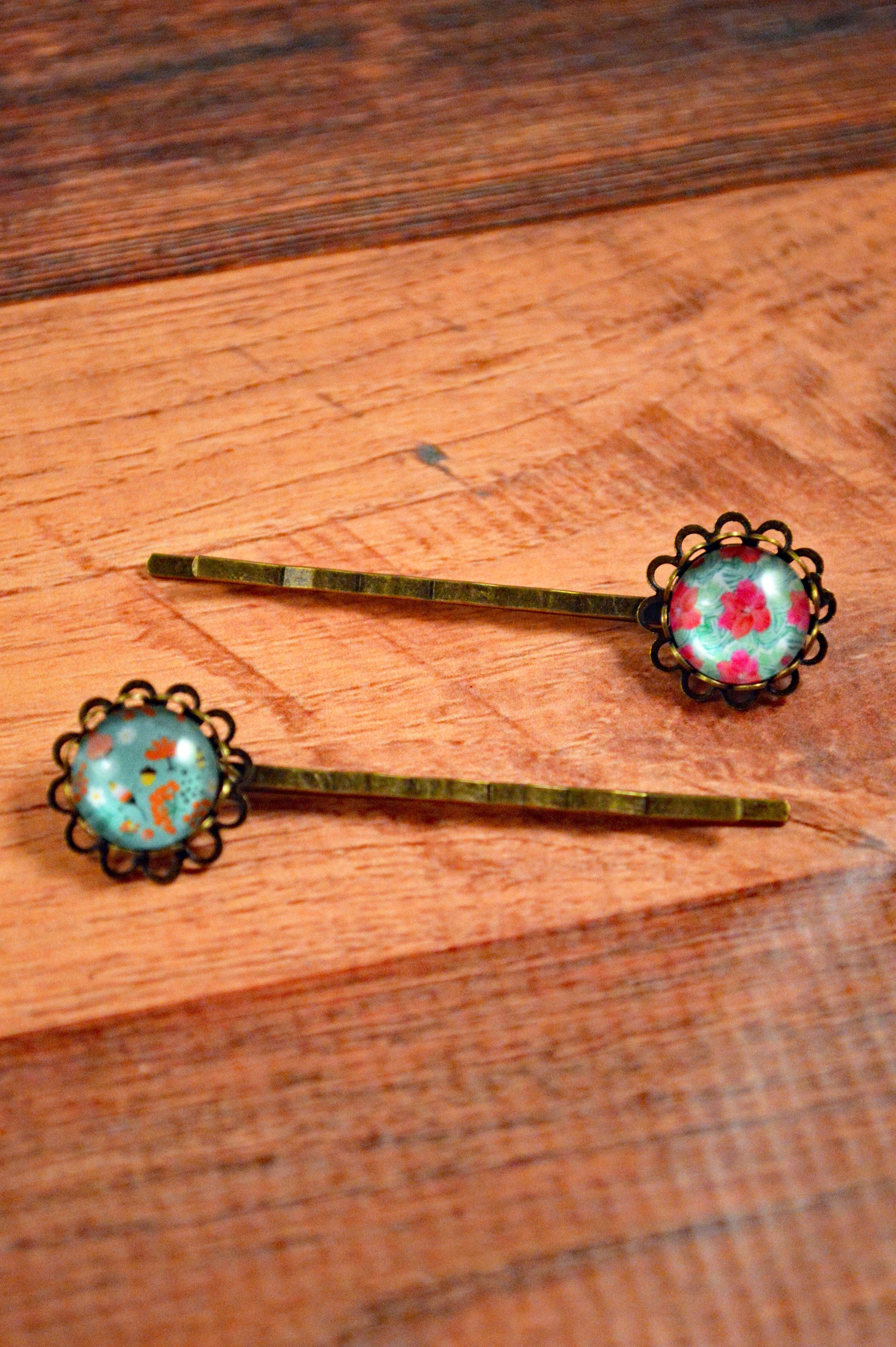 Botanical Pins, Floral Hair Pins, Flower Bobby Pin, Poppy Bobby Pin ...