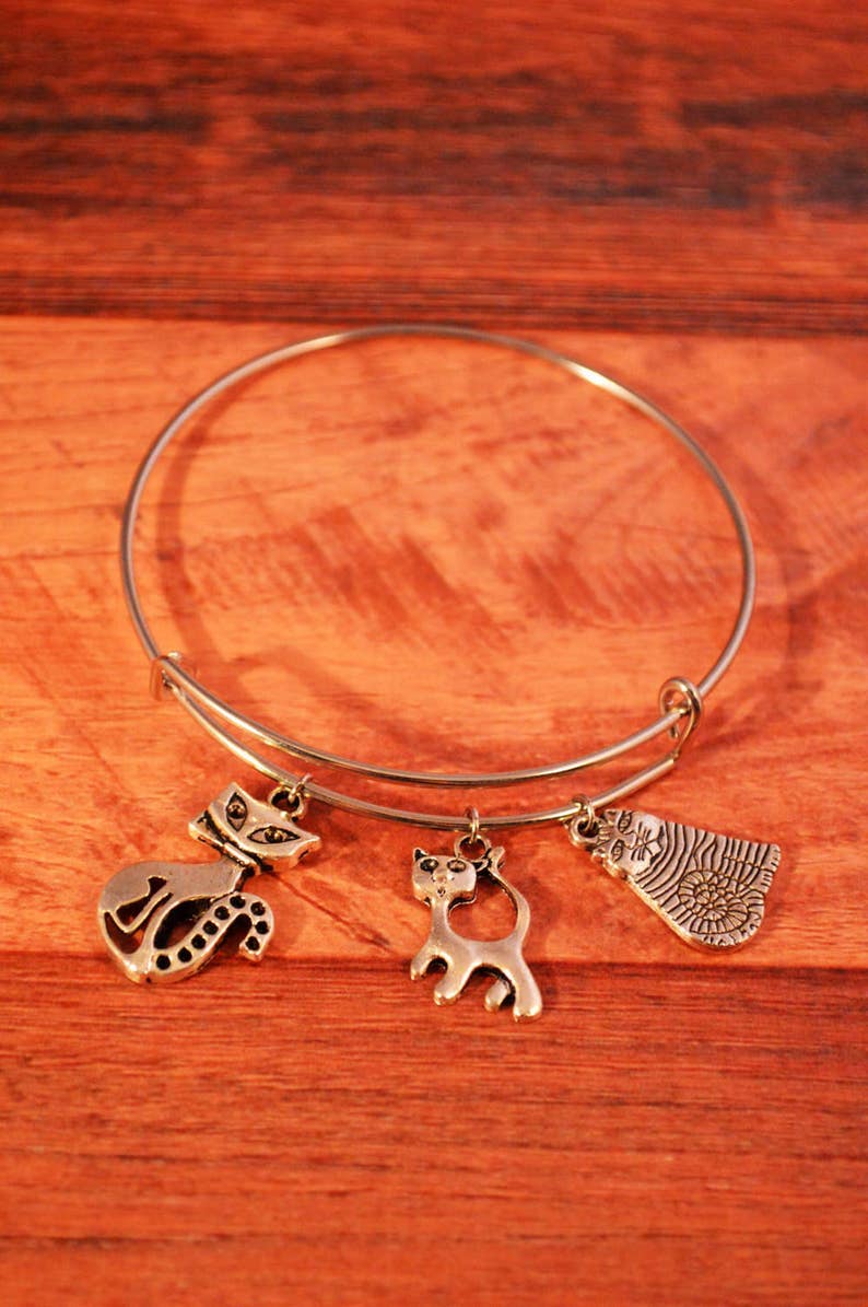 Cat Theme Adjustable Bangle Cat Bracelet Cat Jewelry Cat - Etsy