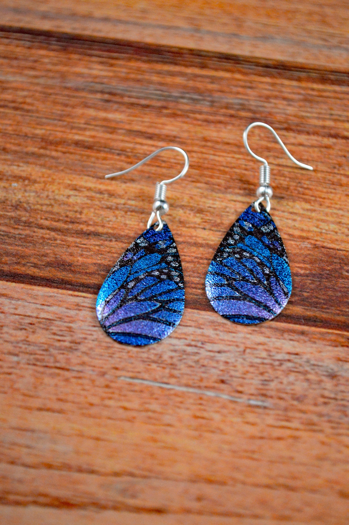 Butterfly Earrings Blue Butterfly Wing Cute Butterfly Gift | Etsy